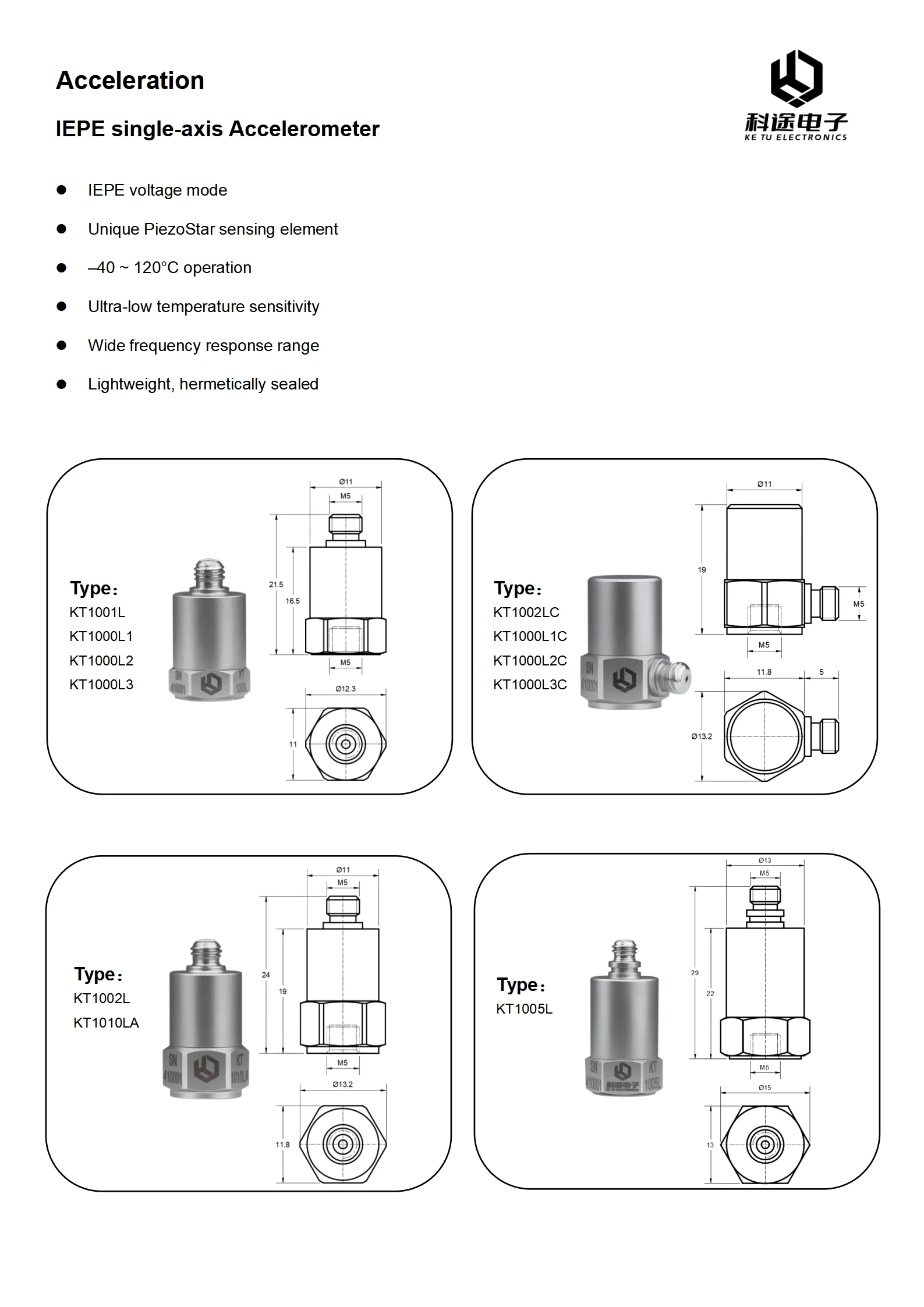 IEPE Single Axis Piezoelectric Accelerometer Motion Sensor ICP ...