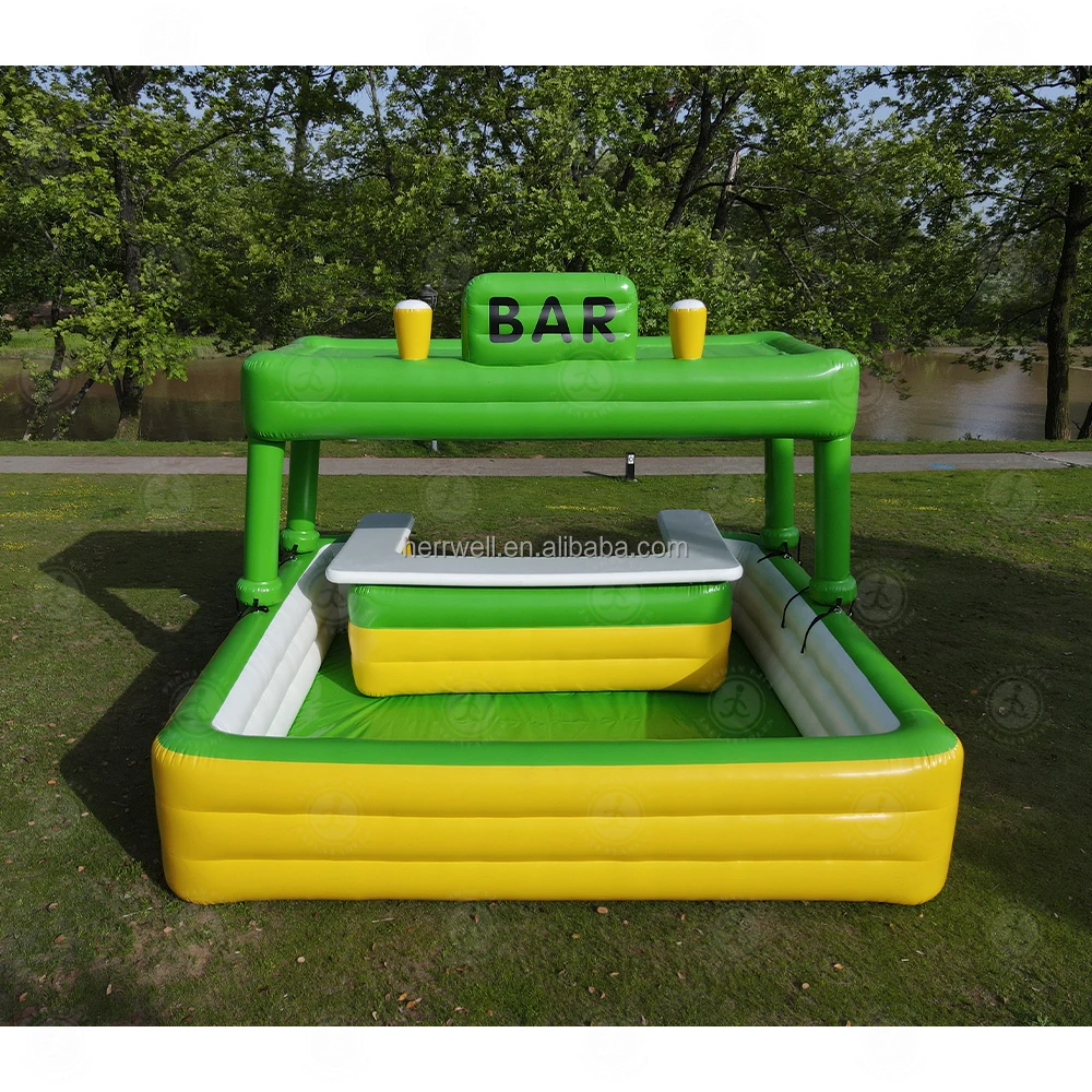 Giant Outdoor Inflatable Water Park Bar with Big Pool Portable Indoor ...