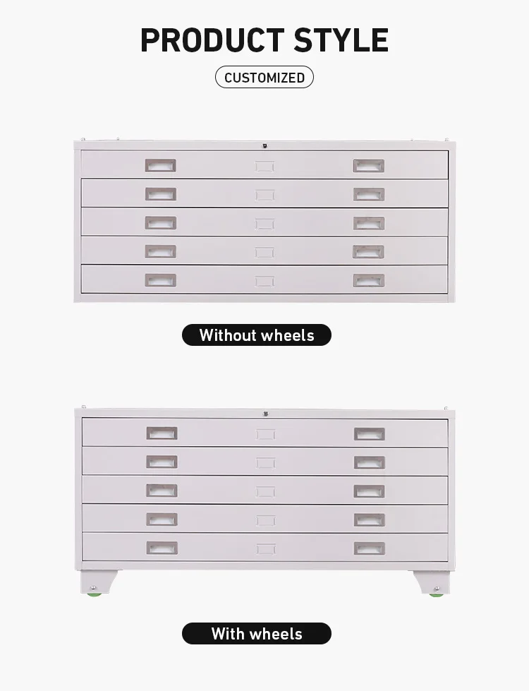 Mobile Drawing Storage Cabinet 5 Drawers A0 Size Paper Flat File Map ...