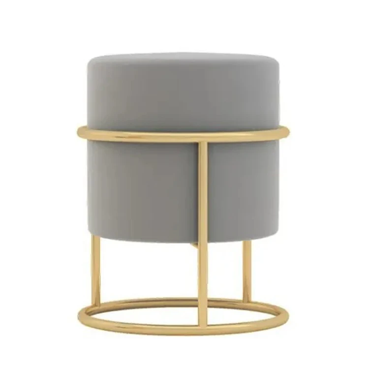 Modern White Living Room Furniture Ottoman Stools Metal Leg Fabric Creative Shoe Changing Makeup ...