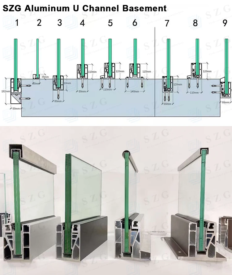 12mm Glass Balustrade Handrail Railing System with Aluminum U-channels