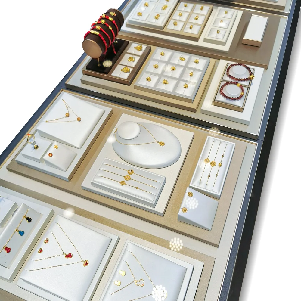 Beige Jewellery Display Stand Props Custom Luxury Leather Bangle ...