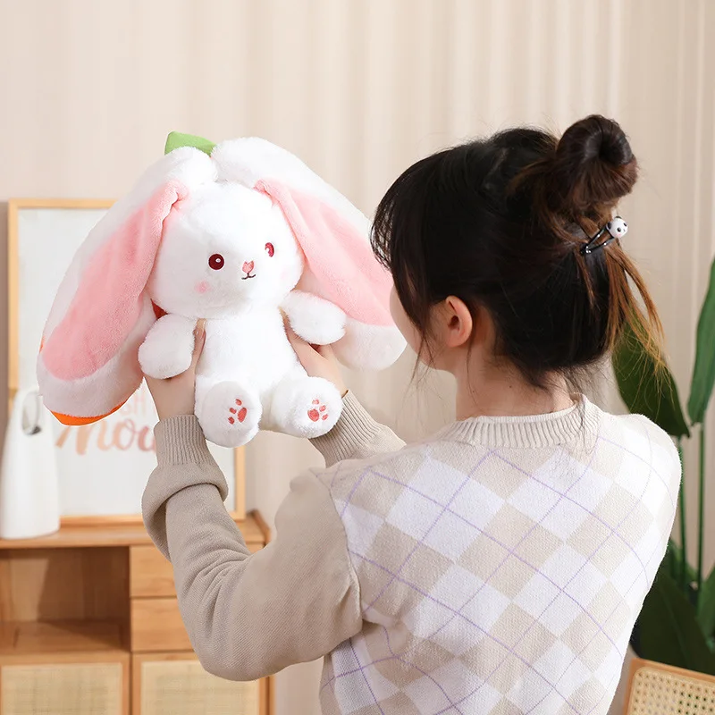 Xux 25cm Cute Changing Rabbit Plush Toy Zipper Boutique Soft Carrot And ...
