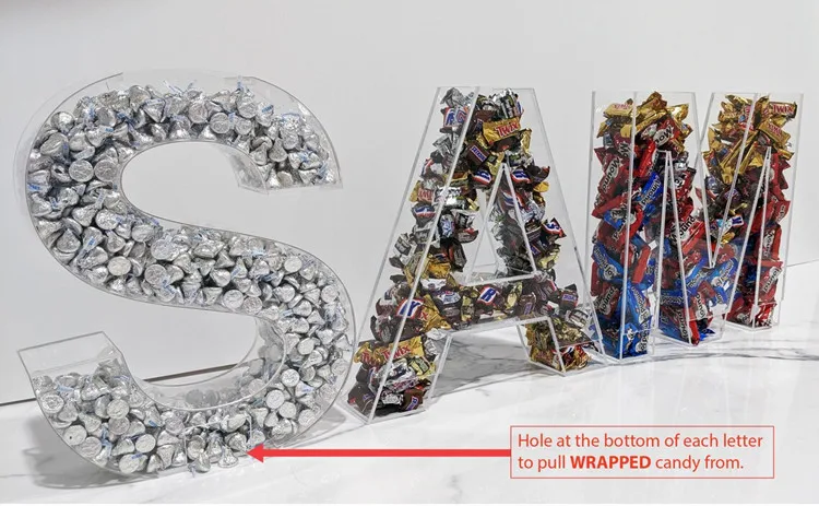 Freestanding Fillable Letter Box - Acrylic Letters for Candy