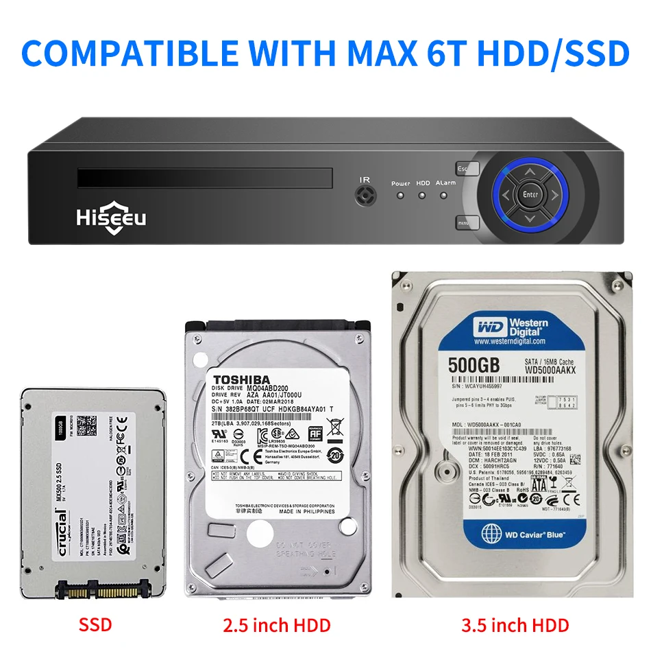 Hiseeu Poe Xmeye Security CCTV Camera System NVR 4K 5MP 8CH