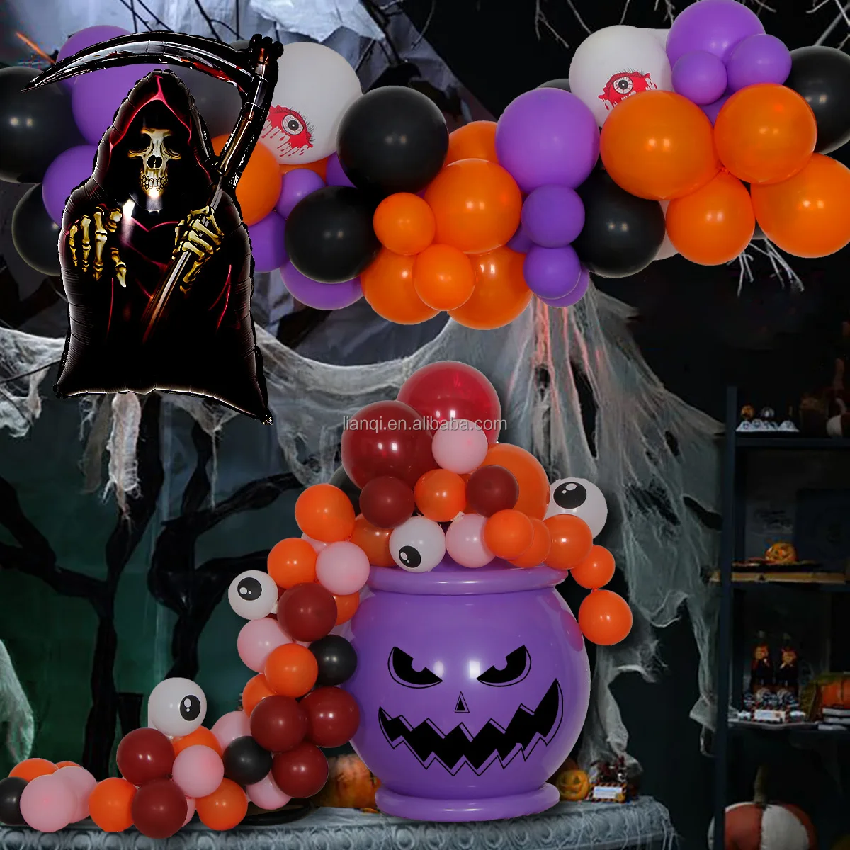 Skeleton Balloons - Spooky Halloween Party Decor Kits