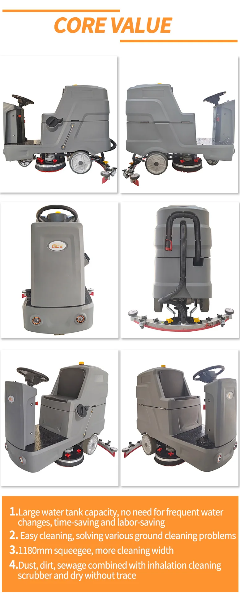 High Speed Rail Station Electric Industrial Ride On Floor Scrubber ...