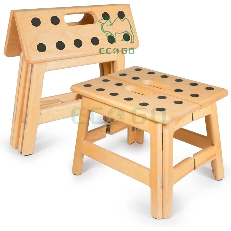 Bamboo Toddler Step Stool - Adjustable & Foldable Design
