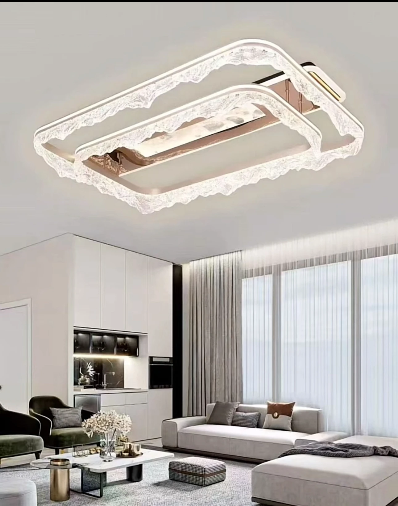 Modern Luxury LED Ceiling Light /Acrylic Lamp Premium Feeling Ice Crackle Super Bright 6000K ...