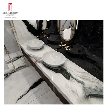 Modern Panda White Marble Sintered Stone Bathroom Cabinet Vanity Top ...