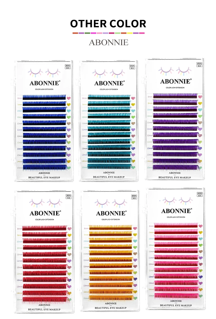 Abonnie Custom Own Brand Rainbow Glitter Lashes Individual Color ...