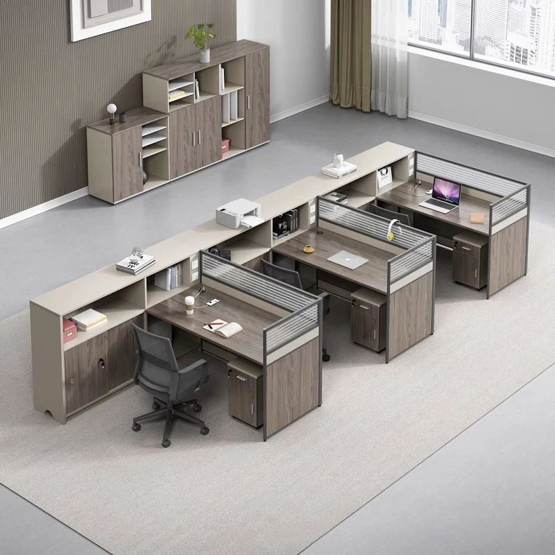 4 Person Modular Cubicle Cubicles Modern Staff Desk Modular Desk With ...