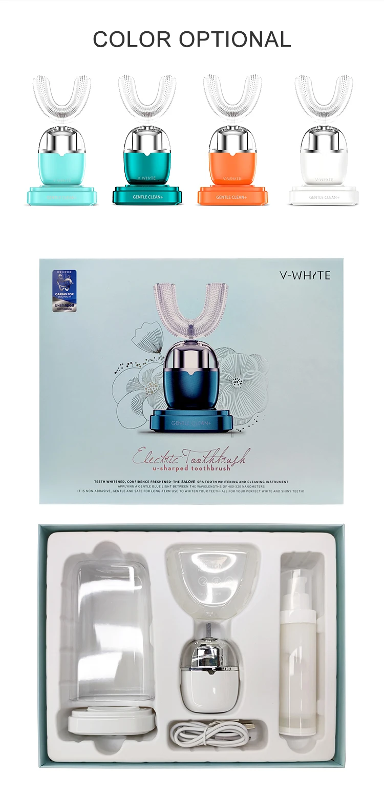 360 Degree Sonic Brush Tooth Whitening Gum Massage Teeth Care U Shape ...