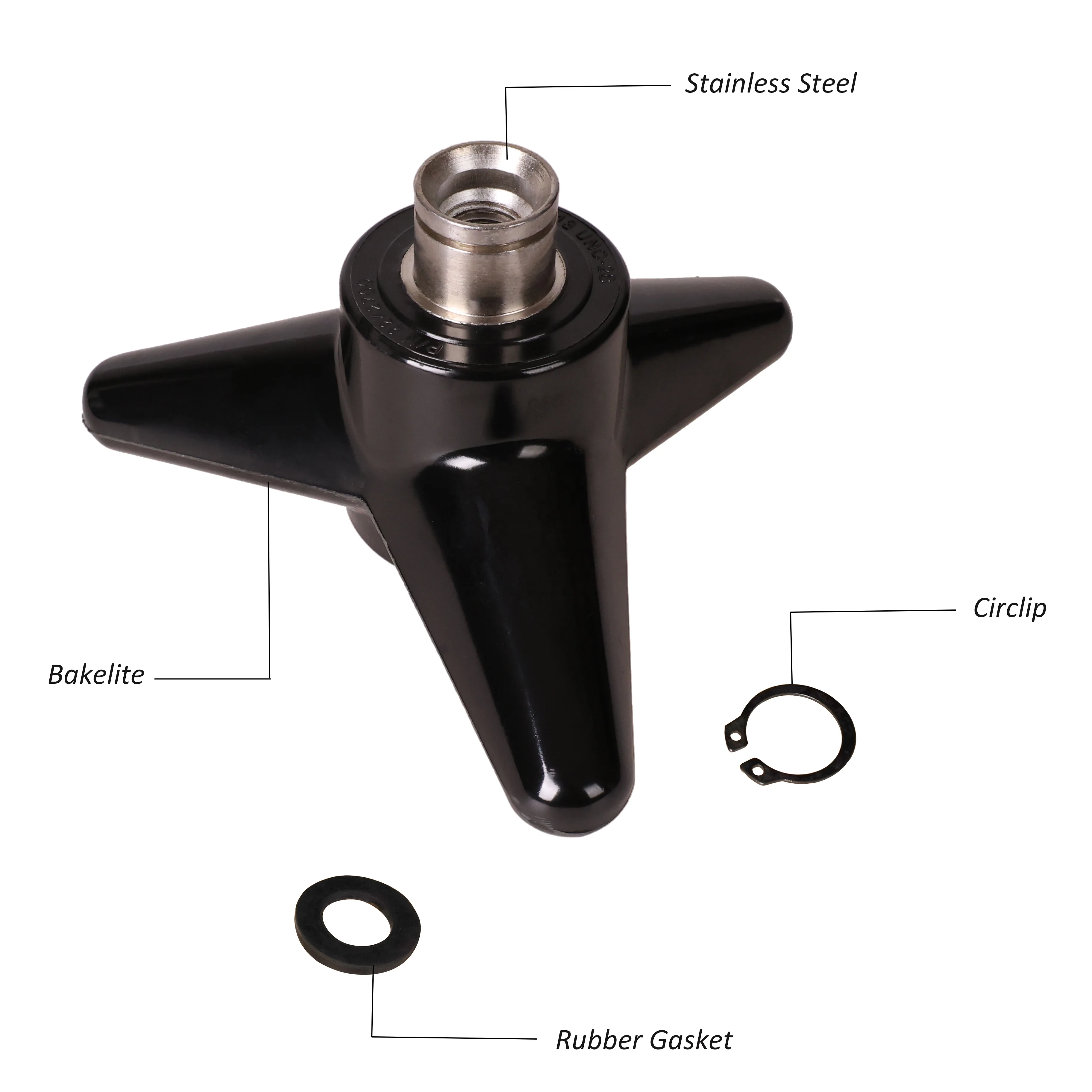 Industrial stainless steel m12 m14 screw thread bakelite triangle hand ...