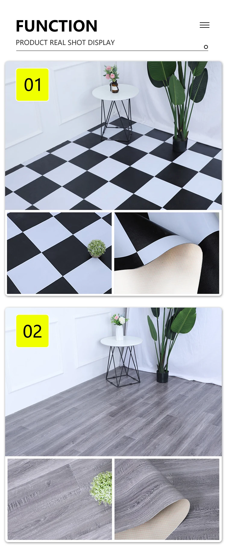 Home Use 1.0mm Foam Wood Sponge Waterproof Vinyl Flooring