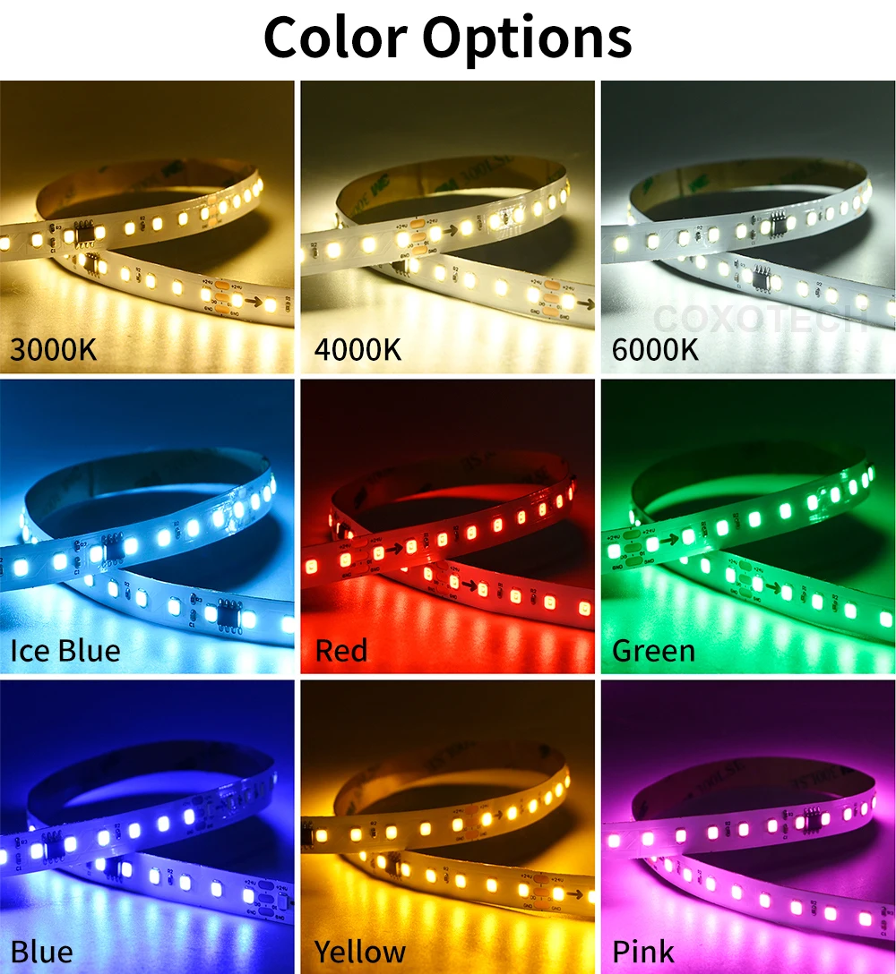 COXO WS2811 Addressable LED Strip 12V 24V Programmable Running Water ...