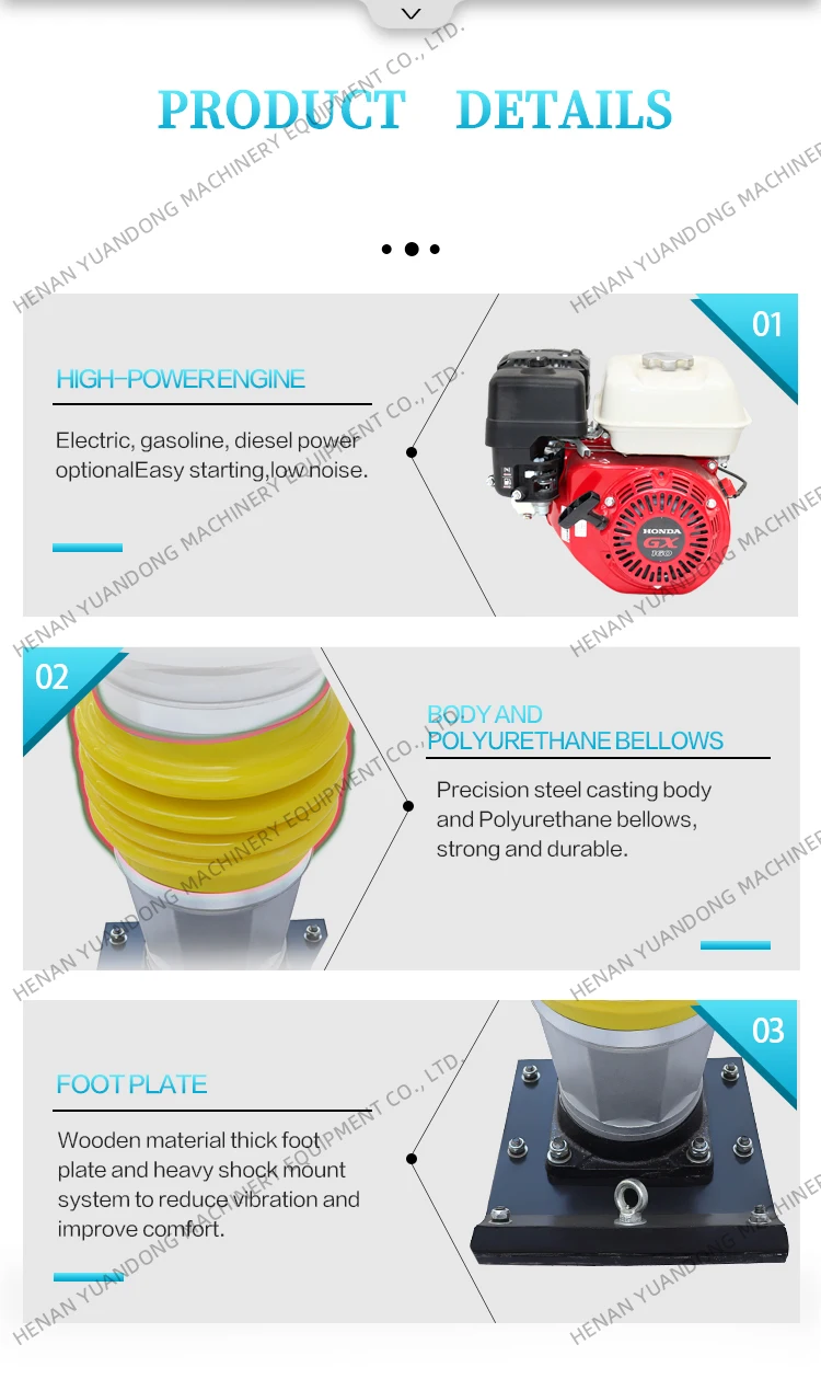 HCD-130 Jumping Hammer Asphalt Pavement Rammer Diesel Foundation Hand ...