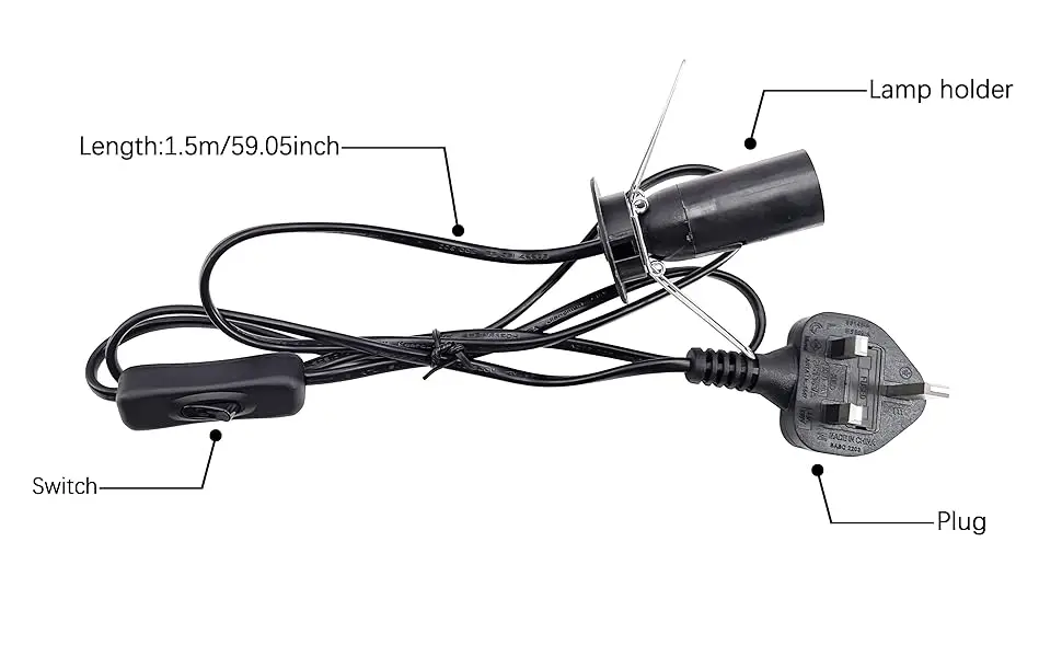 Ceiling Pendant Light Fitting,E27 Screw Lamp Holder With Dimmer Switch ...