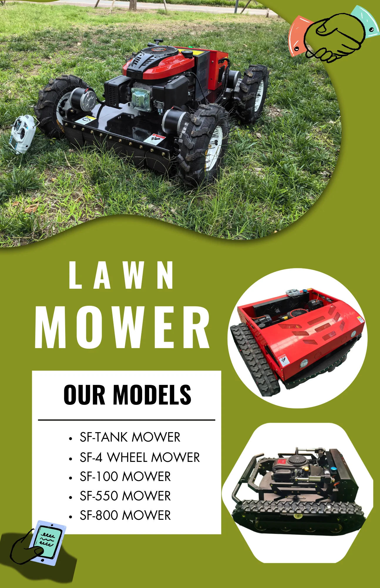 Industrial Grade Cordless Crawler Cross Country Tank Lawn Mower Remote ...