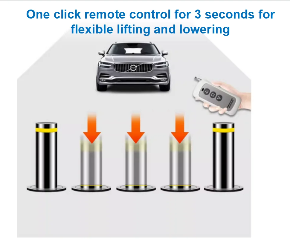 Hydraulic Retractable Steel Rising Parking Bollards Semi Automatic Road ...