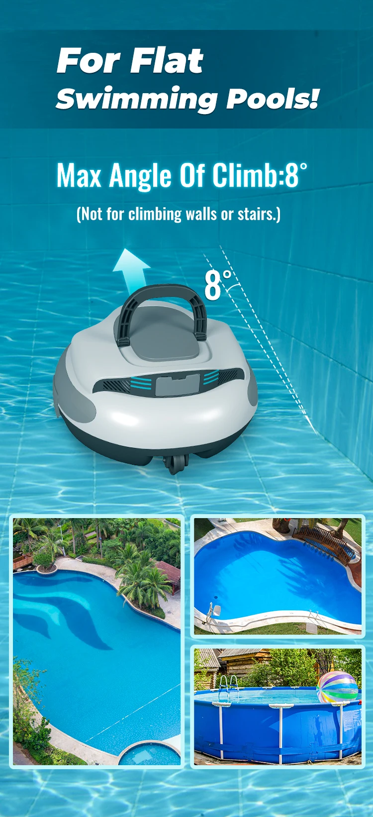 Clean 1000 Sq Ft 3 Hour Rapid Charge Self-Docking Pool Robotic Cordless ...