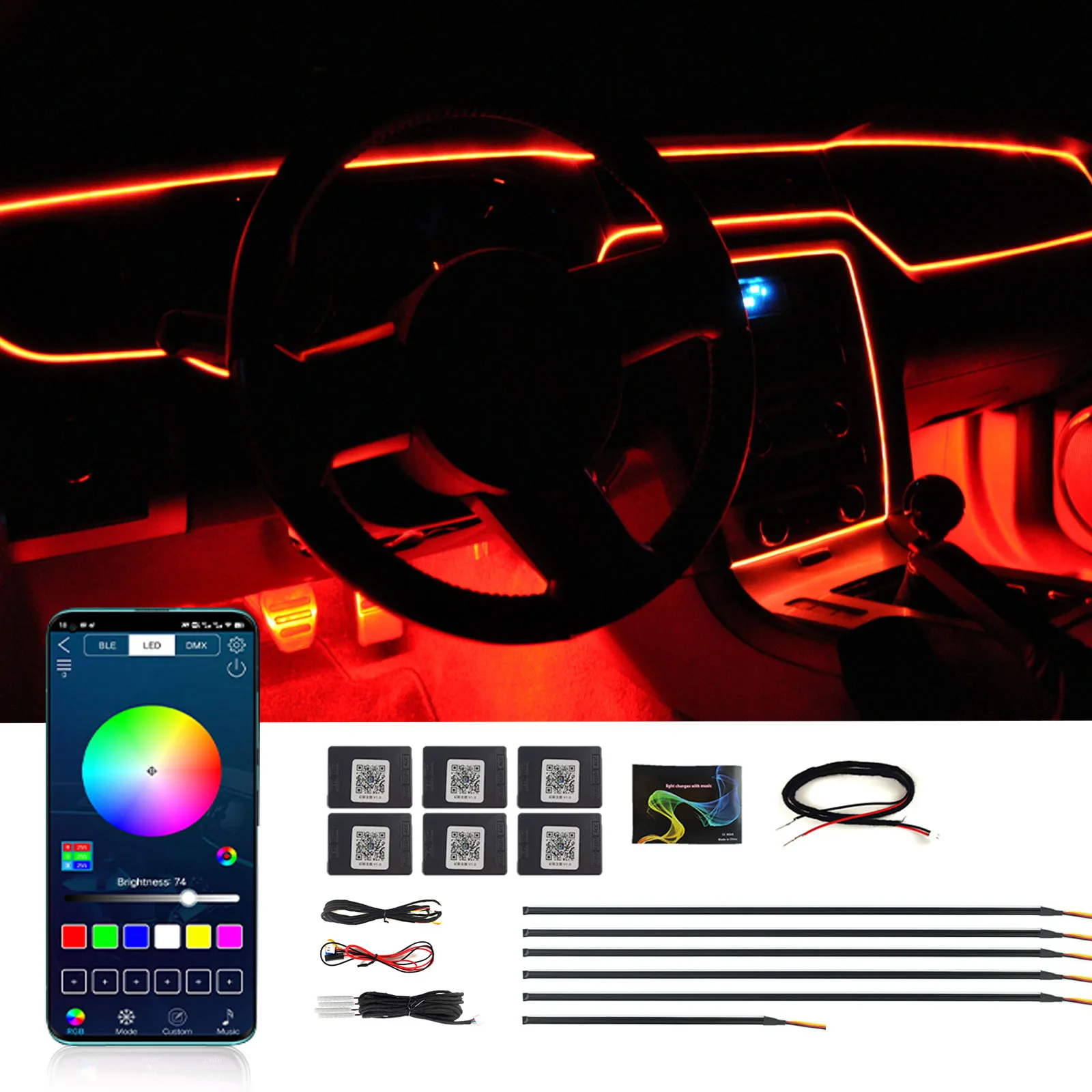 Smart App Remote Control Strip for Cars Led Atmosphere Light Car ...