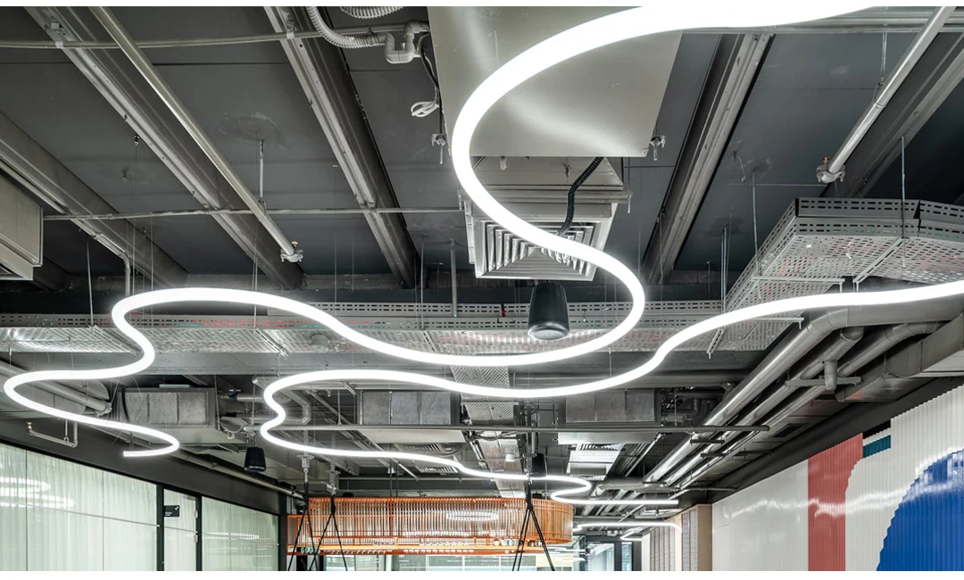 360-degree Neon Led Linear Pendant Light 3000k 4000k 6000k Red Green ...