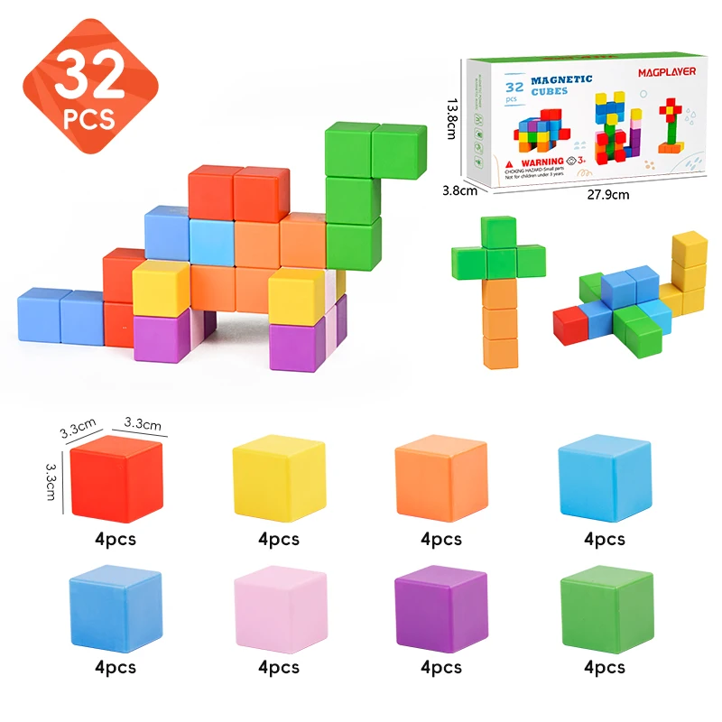 Magnetic Cubes 2.5cm 3cm 3.3cm 4cm Toddlers Puzzle Cubes Building ...