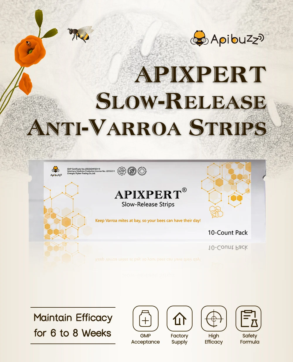 Apixpert Slow-release Varroa Strips - 10-count Pack - Beekeeping Mite ...