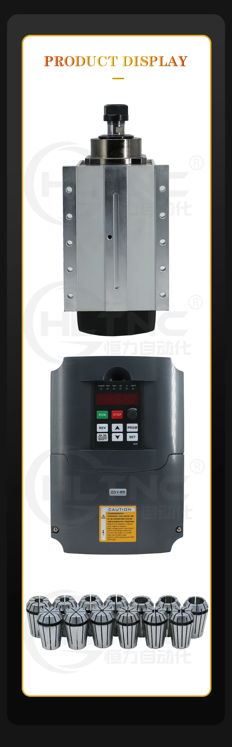 300hz 18000rpm 12a Er32 220v 380v Air Cooled Spindle 3.5kw Lathe ...