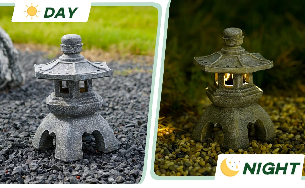 Solar Pagoda Decor - Zen Asian Garden Statues for Outdoor