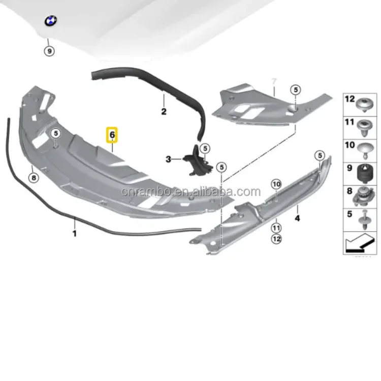 BMW 6 Series G32 GT 2018-2019 Front Lower Bumper Splash Shield
