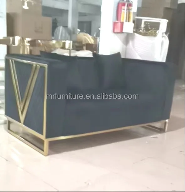 Luxury Living Room Lounge Chair Stainless Steel Velvet V Shaped Accent ...