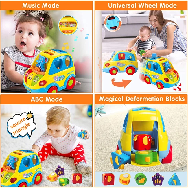 Musical Shape Smart Bus Toy Animal Puzzles Early Education Toy ...