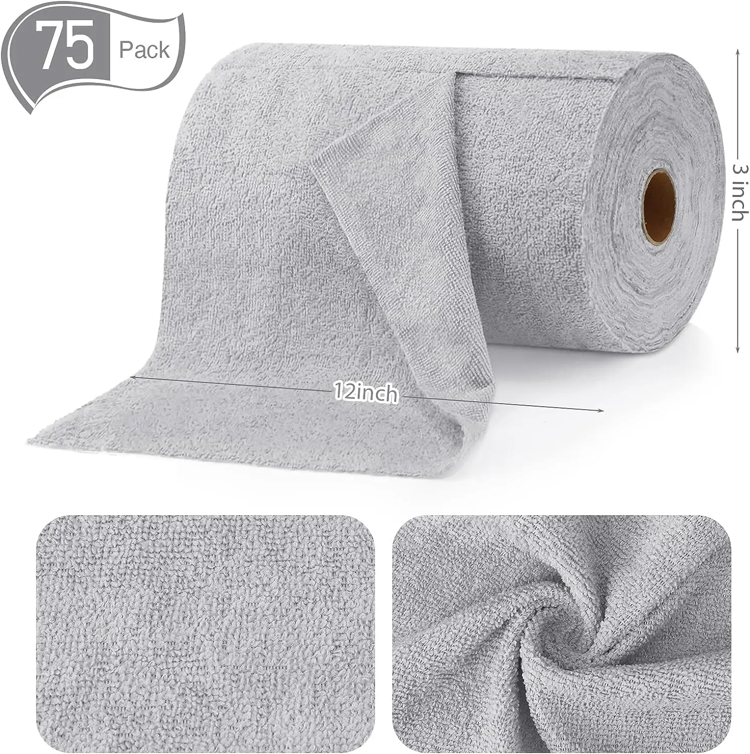 Microfiber Cleaning Cloth Roll 50/75/100 Pack Tear Away Towels 30x30cm ...