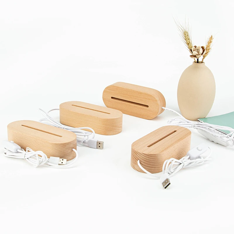 Wooden Base With Acrylic Panel Led Lamp Adjustable Brightness Ambient ...