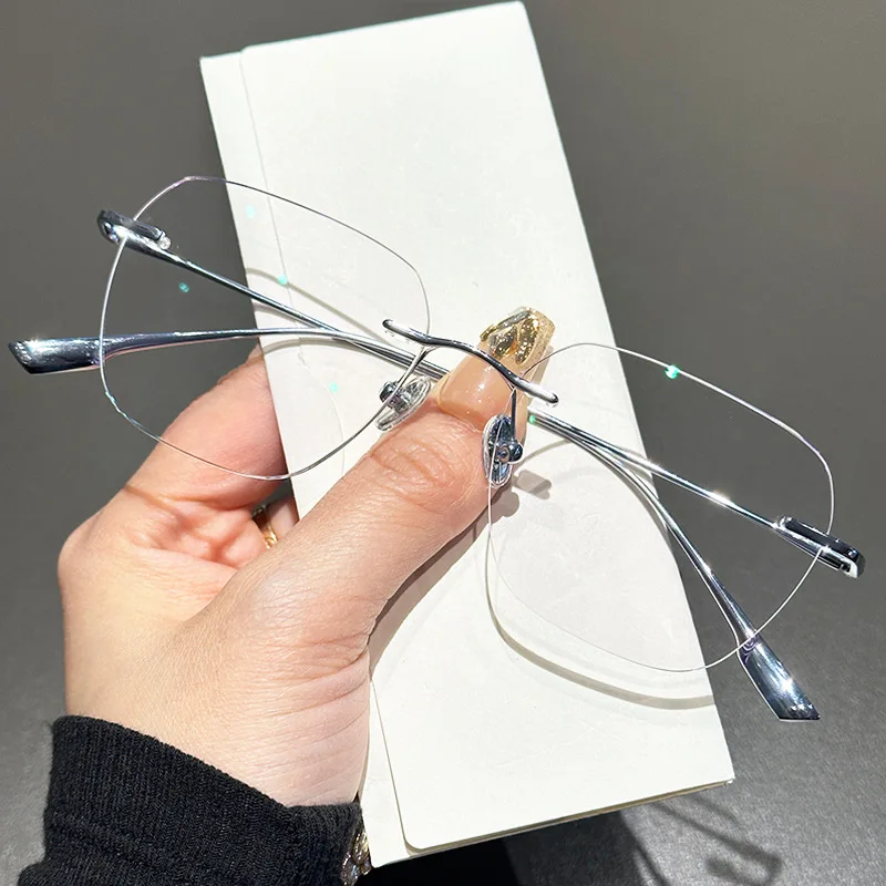 Explosive Ultra-light Rimless Myopia Frames For Men Anti-blue Light ...