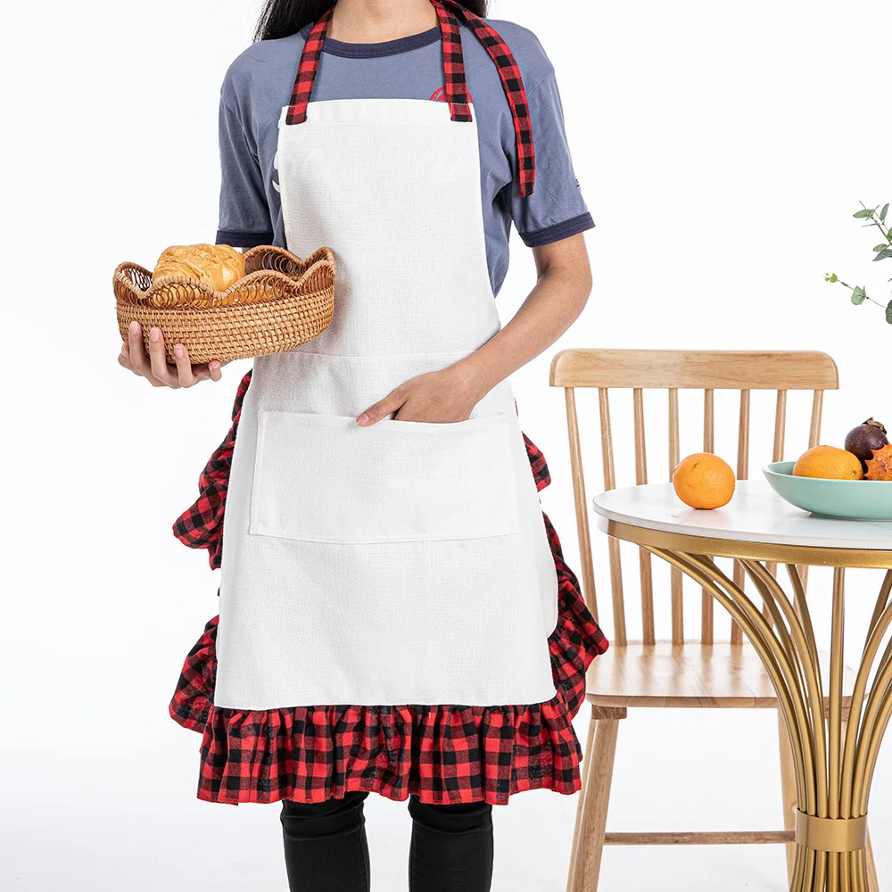 Sublimation Bib Apron Blank Kitchen Aprons With Pockets White Cooking ...