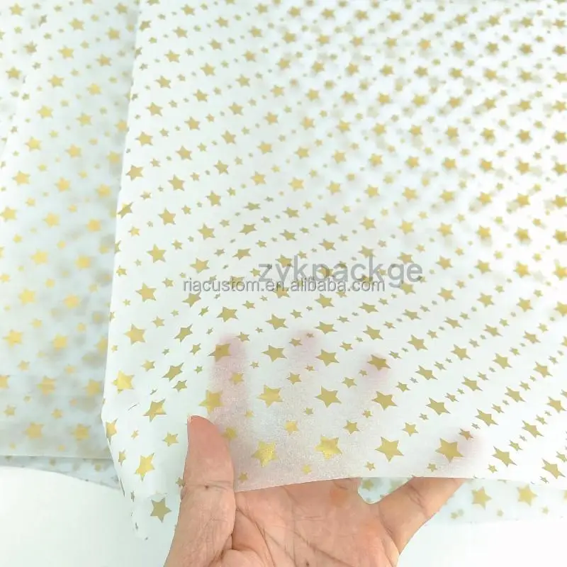 Golden Five-pointed Star Tissue Wrapping Paper 50x70cm Metallic Custom ...