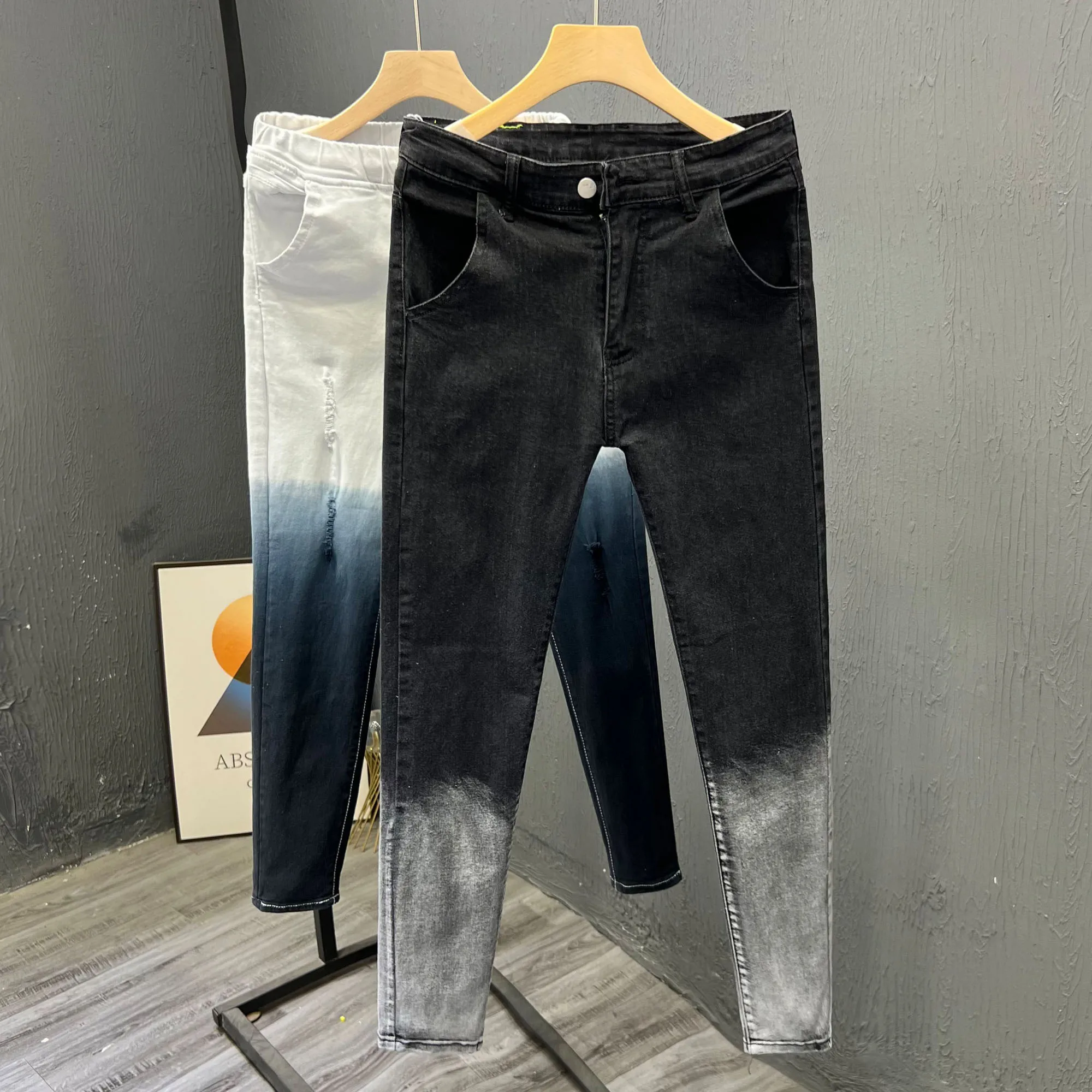 Vintage Style Men's Distressed Jogger Jeans Mid Waist Denim Washed ...