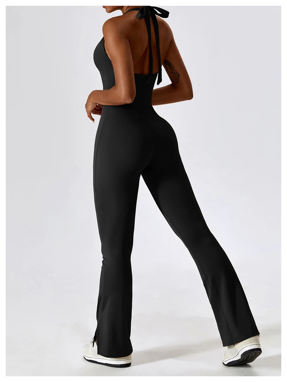 Ladies Skinny Plus Size Compression Flared Leggings Jumpsuit Workout ...