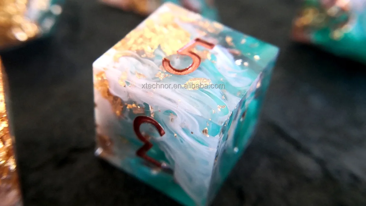 Customized Dnd Dice Logo Polyhedral Resin Sharp Edge Dice Set Windstorm ...