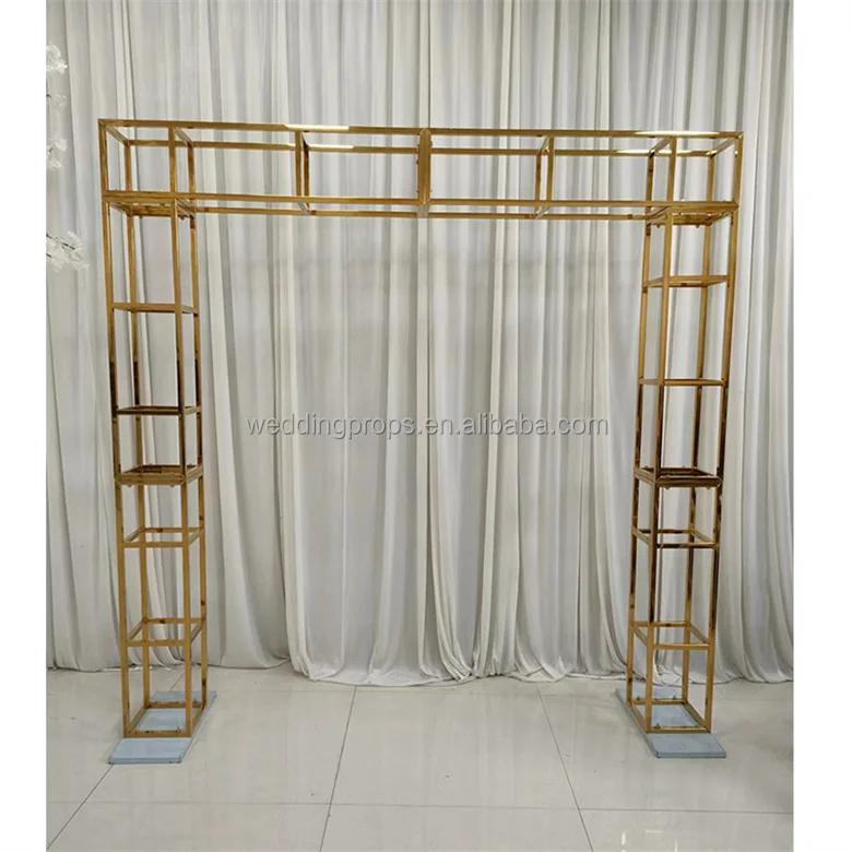 Factory Price Stainless Steel Gold Metal Frame Arch Backdrop Velvet ...