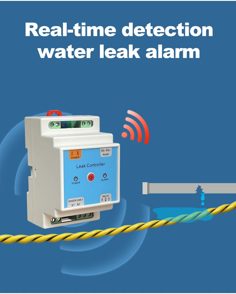 GOLDKOON Water Leak Detector Rope Leakage Detection Line Sensing Sensor ...