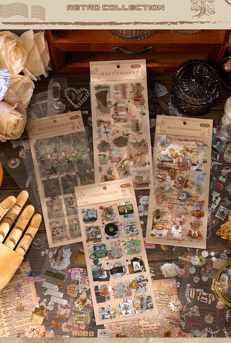 Cute Cartoon Retro Nostalgia Handheld Ledger Sticker