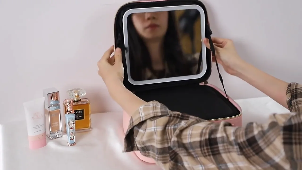 Portable Beauty Light Up Travel Storage Lighted Box Vanity Makeup Bag ...