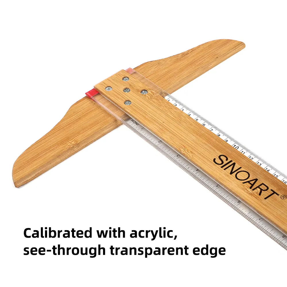 SINOART Custom Bamboo Acrylic Plastic Drawing t square Ruler 18" 24" 36 ...
