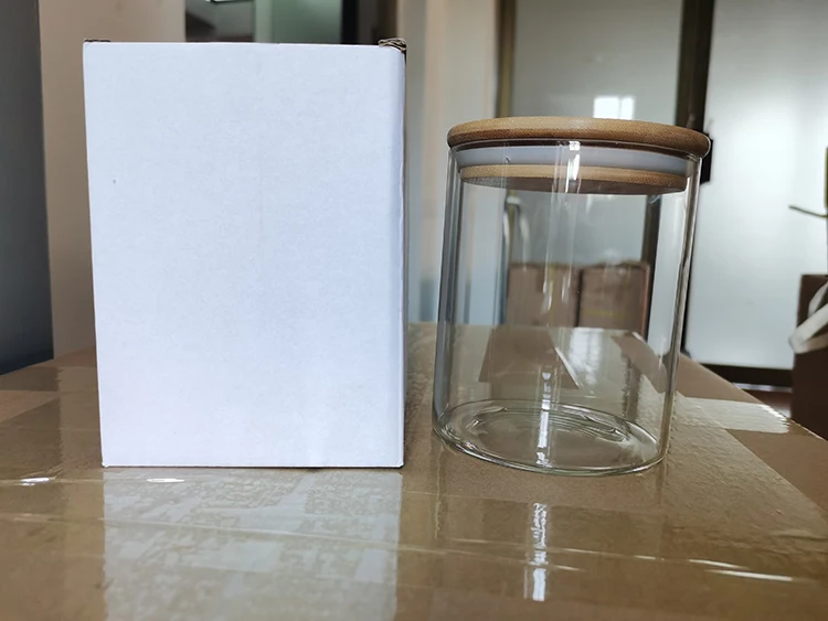 Thread Type Borosilicate Glass Storage Jars With Airtight Acacia Wooden ...
