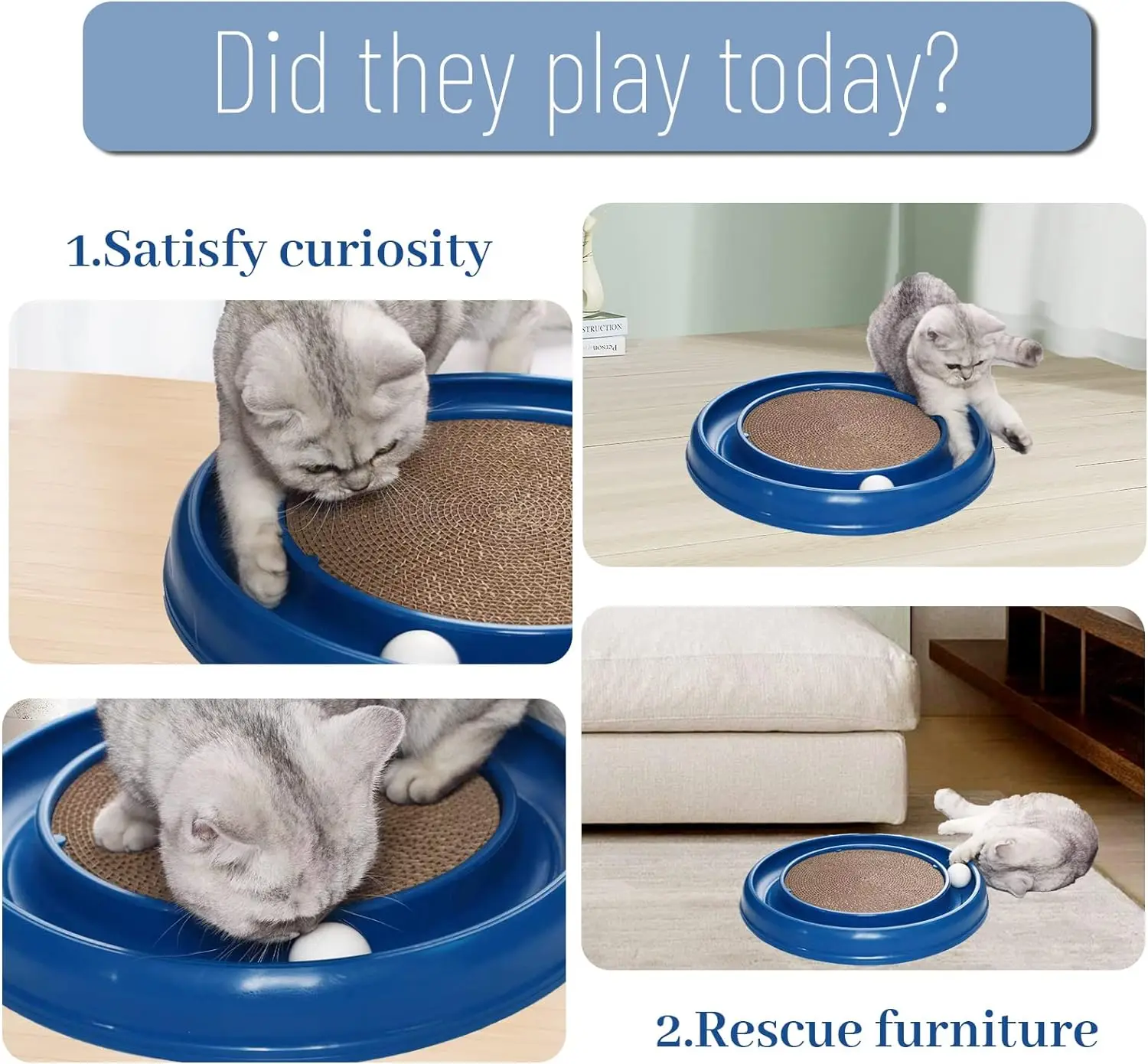 Cat Scratching Board with Track Ball for Indoor Cats for Kitty Physical ...