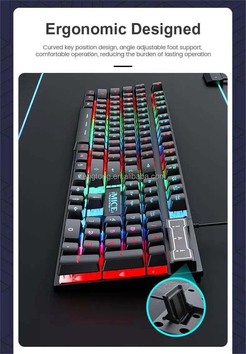 Colorful Floating Keycaps Luminous Wired Gaming Keyboard Mouse Set LED ...